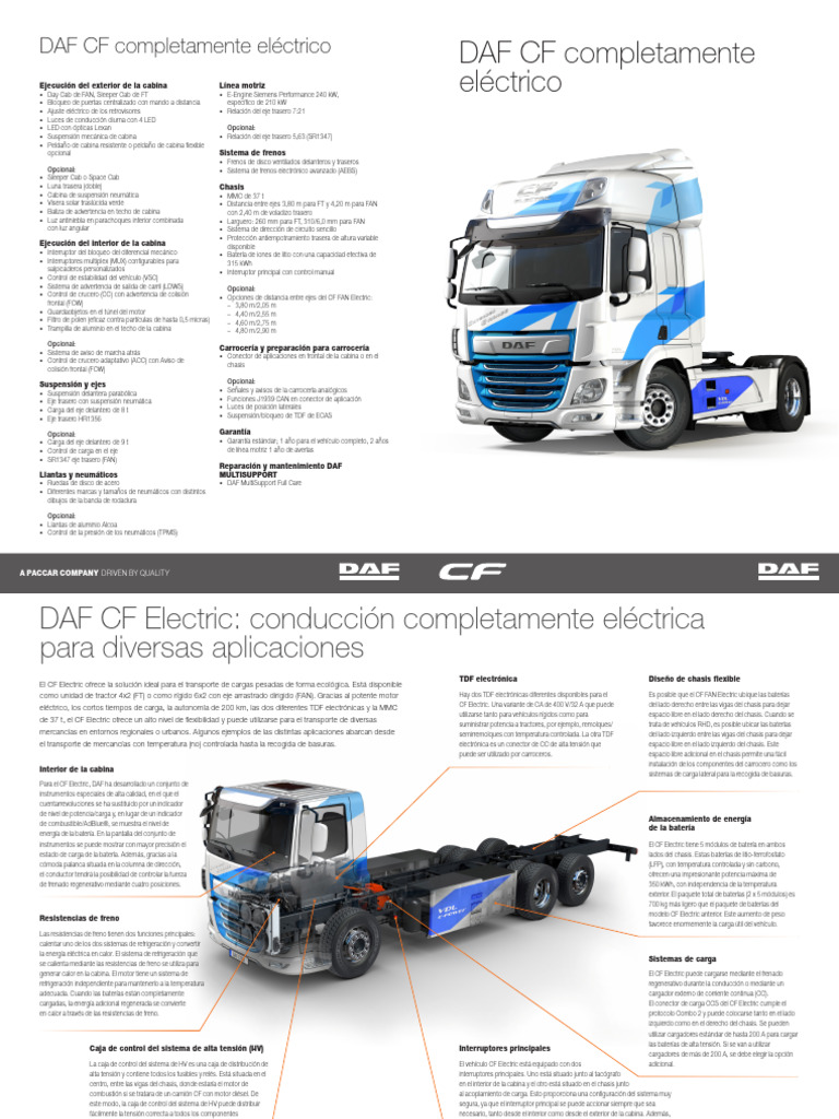 DAF CF Electric Infosheet v5 ES | PDF | Eje | Ingenieria Eléctrica