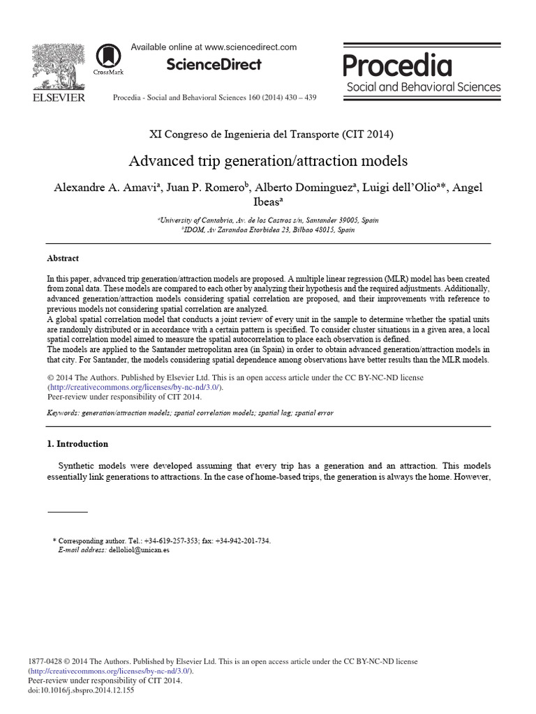 Advanced Trip Generation-Atraction Model | PDF | Spatial Analysis ...