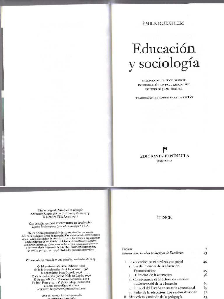 DURKHEIM, E. (2013) - La Educaciã N, Su Naturaleza y Su Papel. en DURKHEIM, E. EducaciÃ N y ...