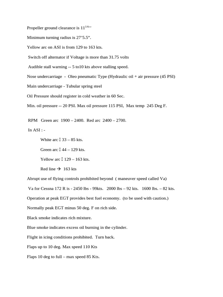 Cessna 172 R Some Imp Ques. | PDF