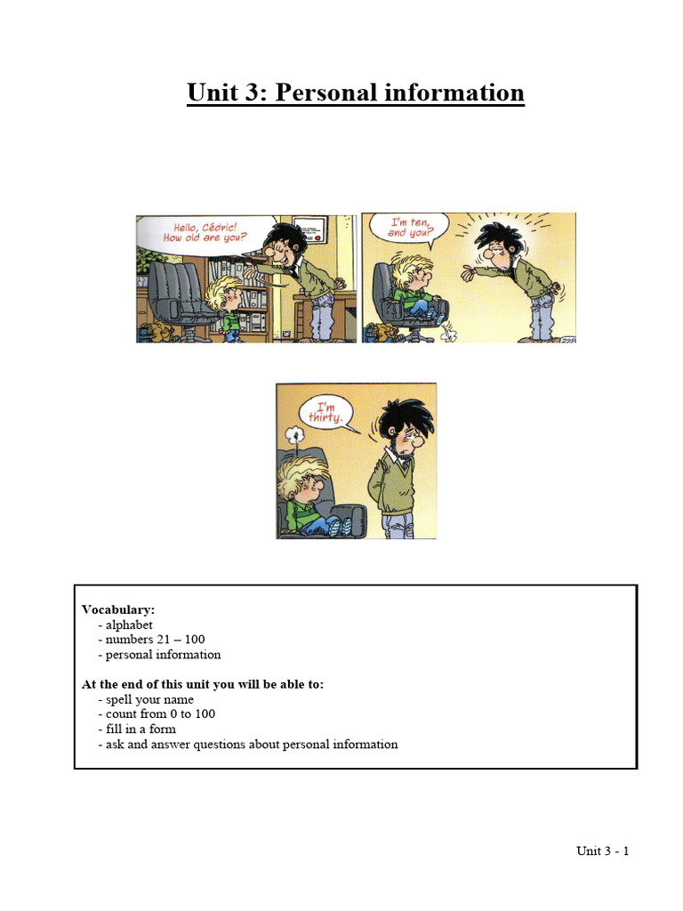 03-Unit 3 - Personal Information | PDF | Written Communication
