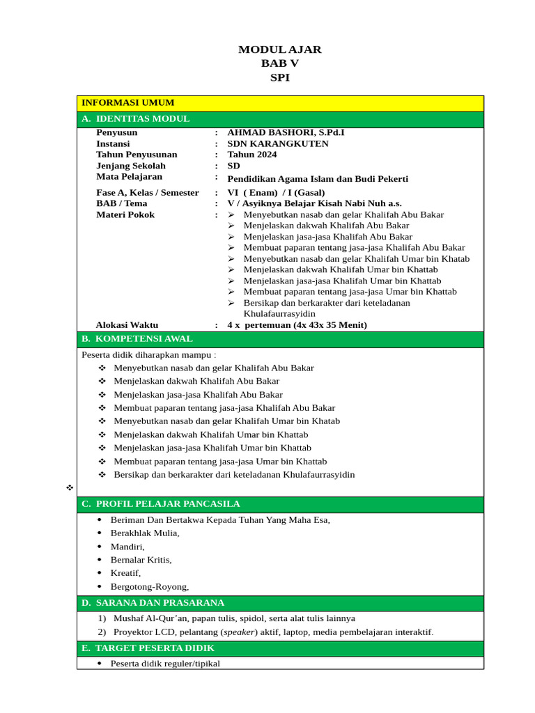 Modul Ajar Bab 5 Spi | PDF