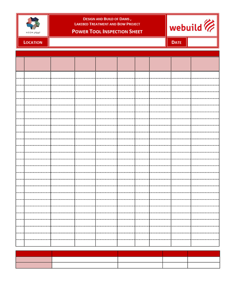 Power Tool Inspection Sheet | PDF