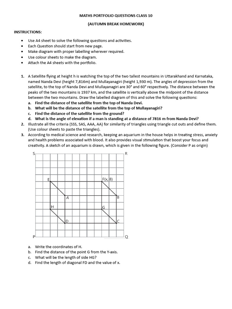 Maths Portfolio Questions Class 10 | PDF | Circle | Triangle