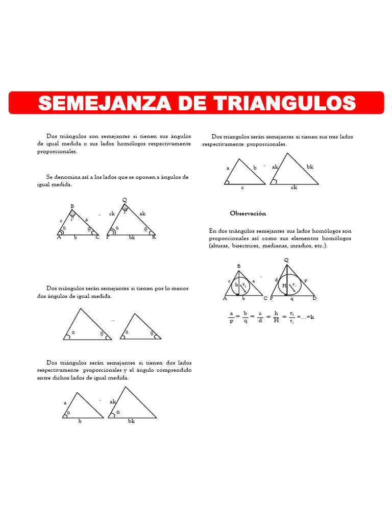 Criterios de Semejanza de Triángulos | PDF | Triángulo | Geometría ...
