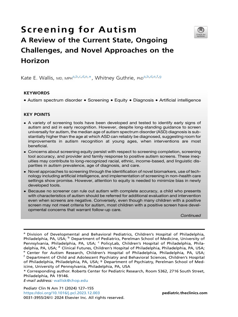 Screening For Autism 2024 | PDF | Autism Spectrum | Screening (Medicine)