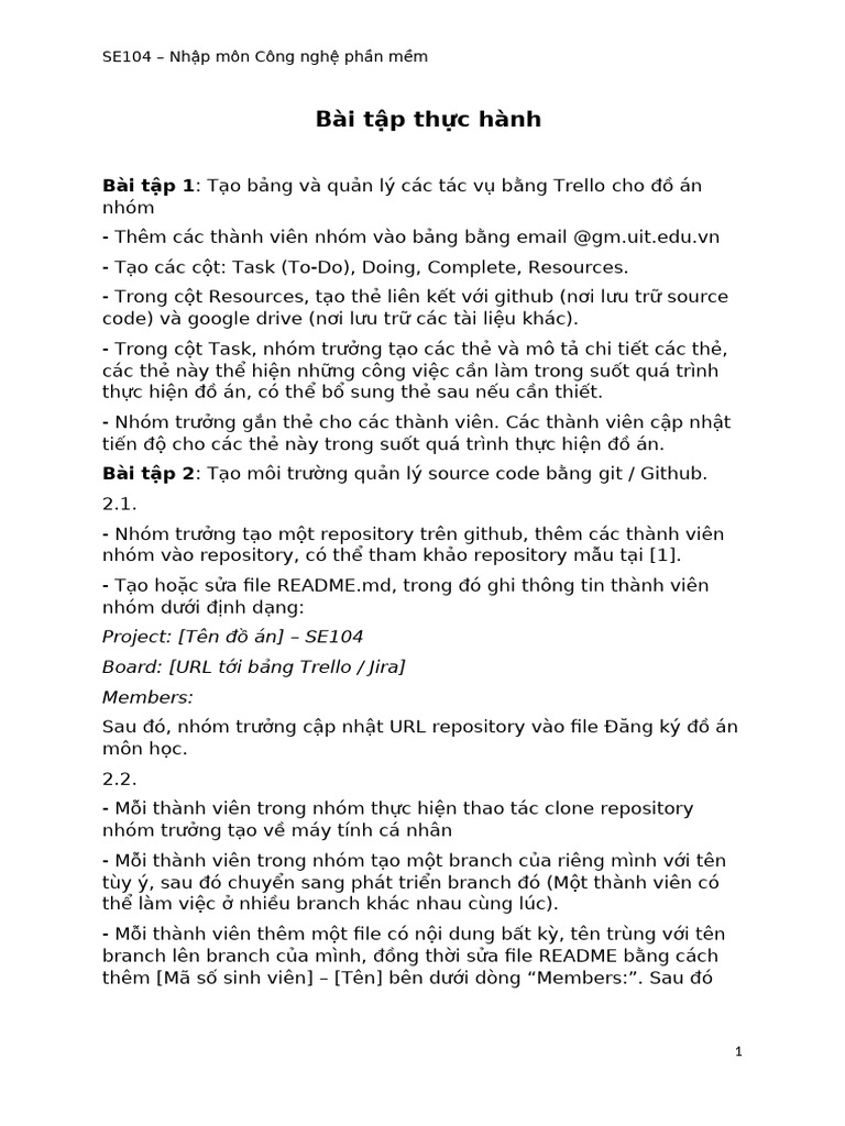 Bai Tap Thuc Hanh | PDF