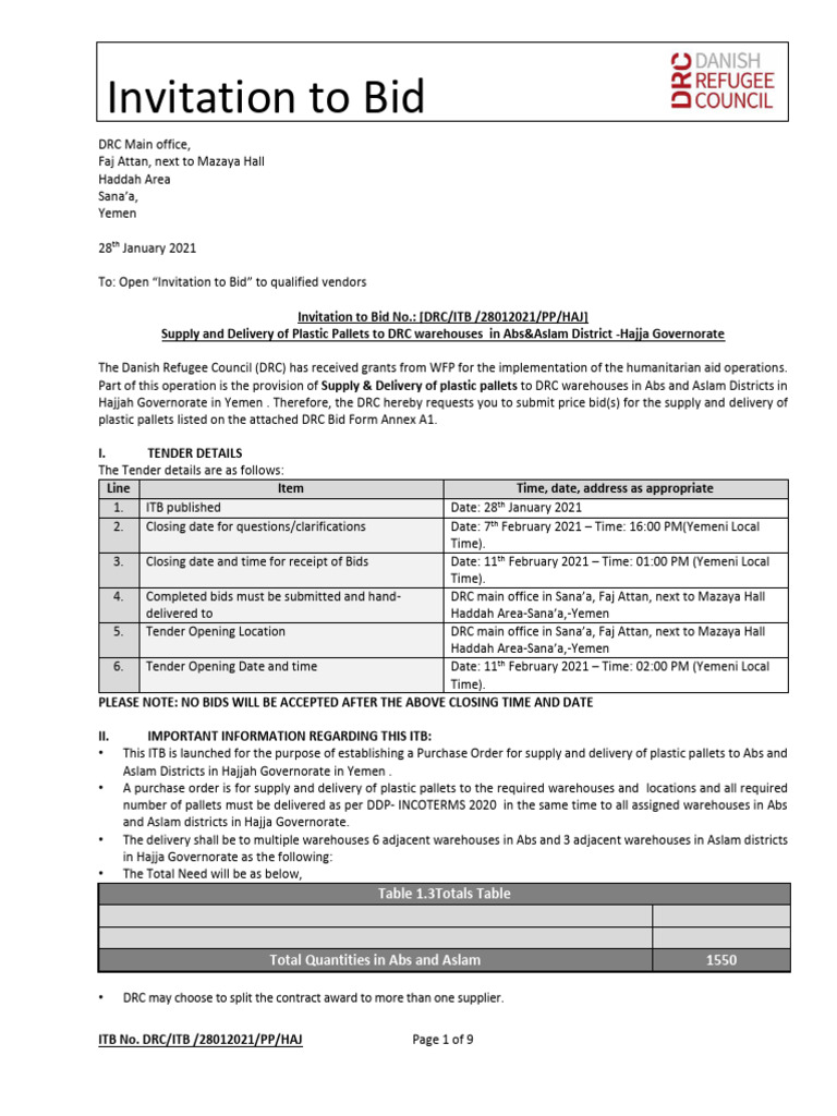 1-ITB-Invitation Letter Plastic Pallets | PDF | Political Corruption