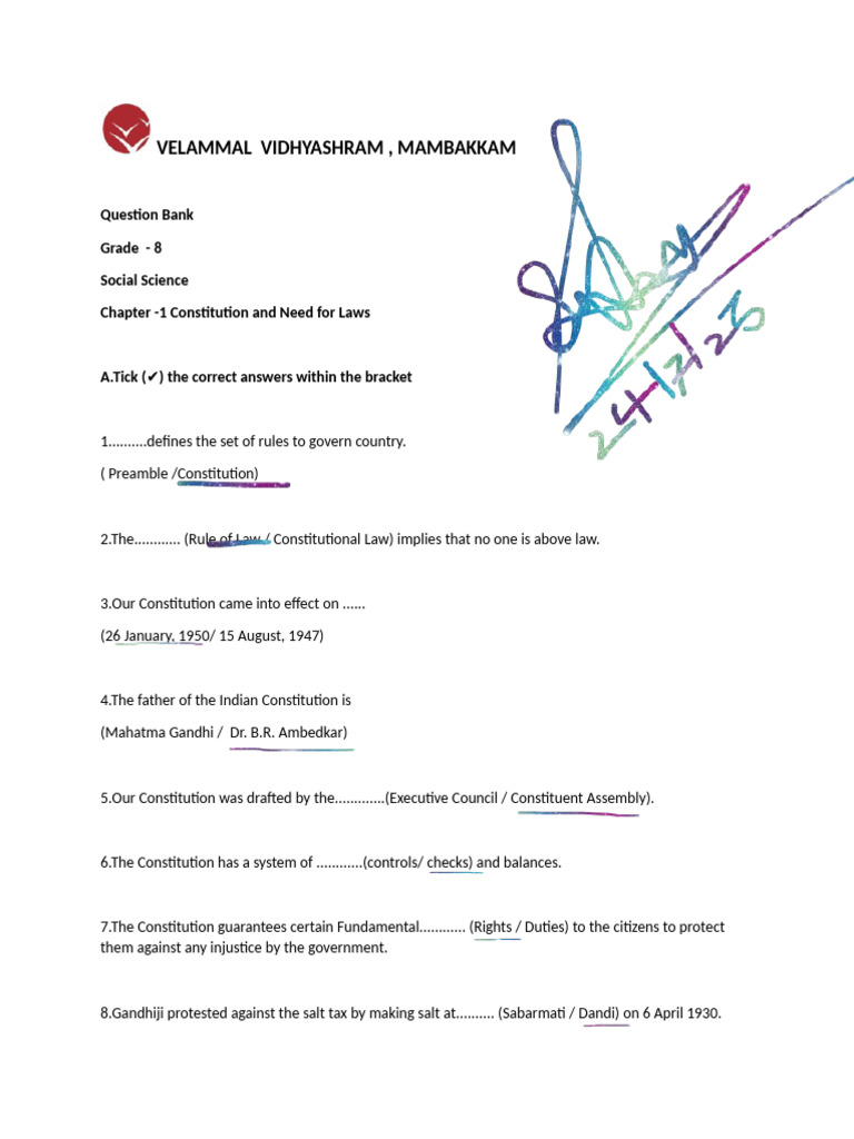 Class 8 Social Science Question Bank | PDF
