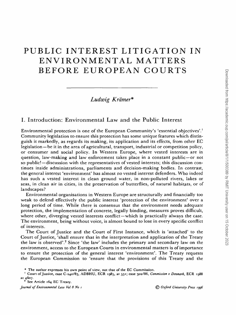 Public Interest Litigation in Environmental Matters Before European ...