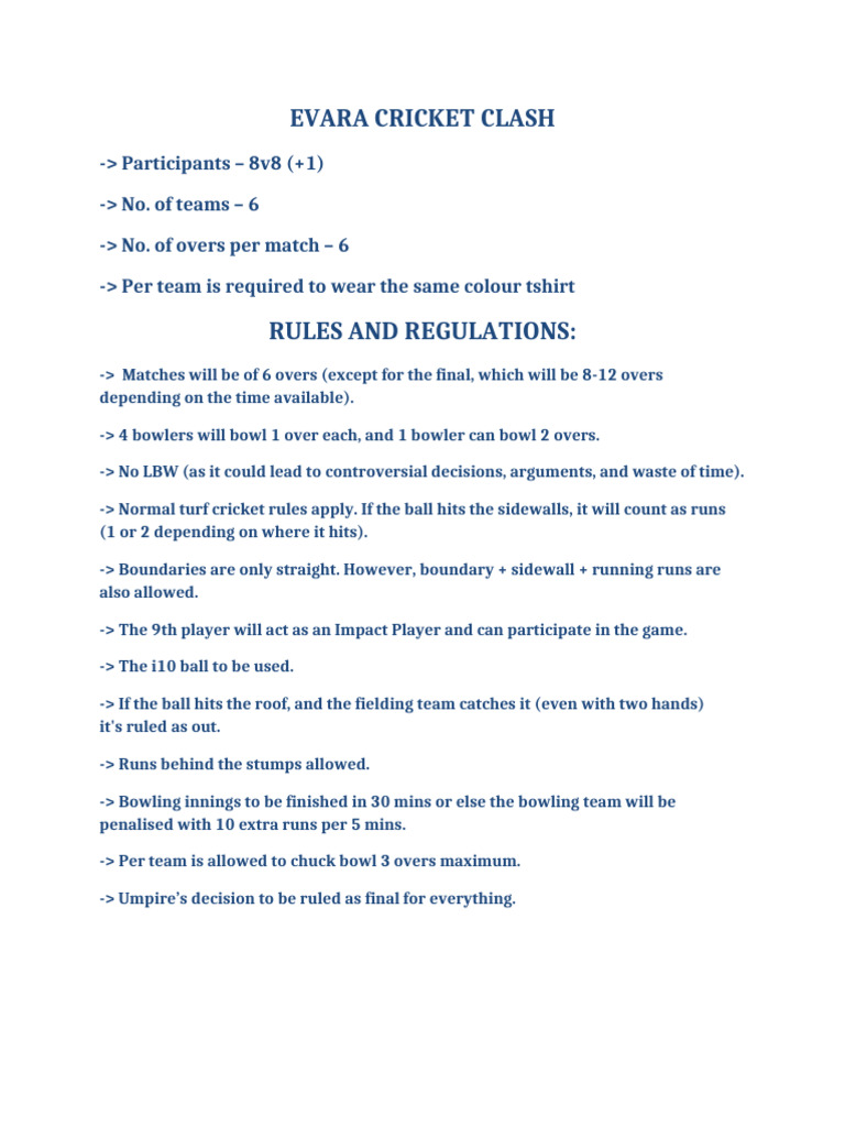 EVARA CRICKET CLASH | PDF