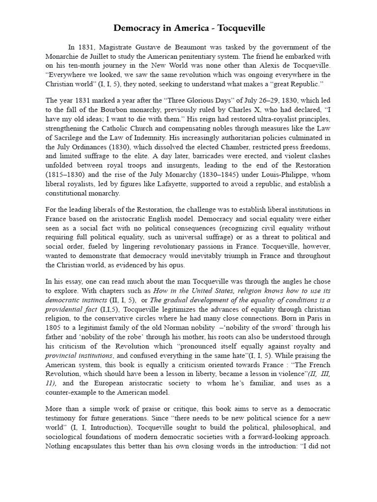 Reinterpreting Democracy in America by Tocqueville - Kmar El Matri ...
