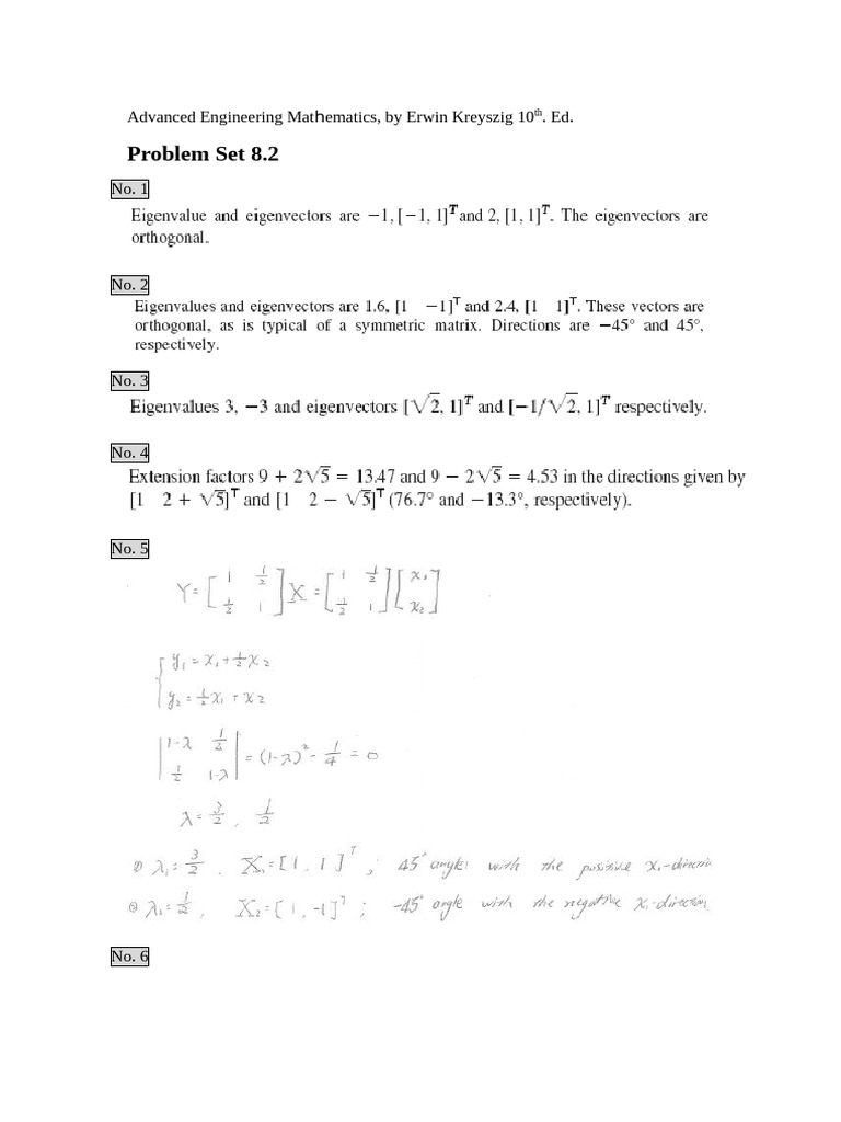 Advanced Engineering Math Problem Set 8.2 | PDF