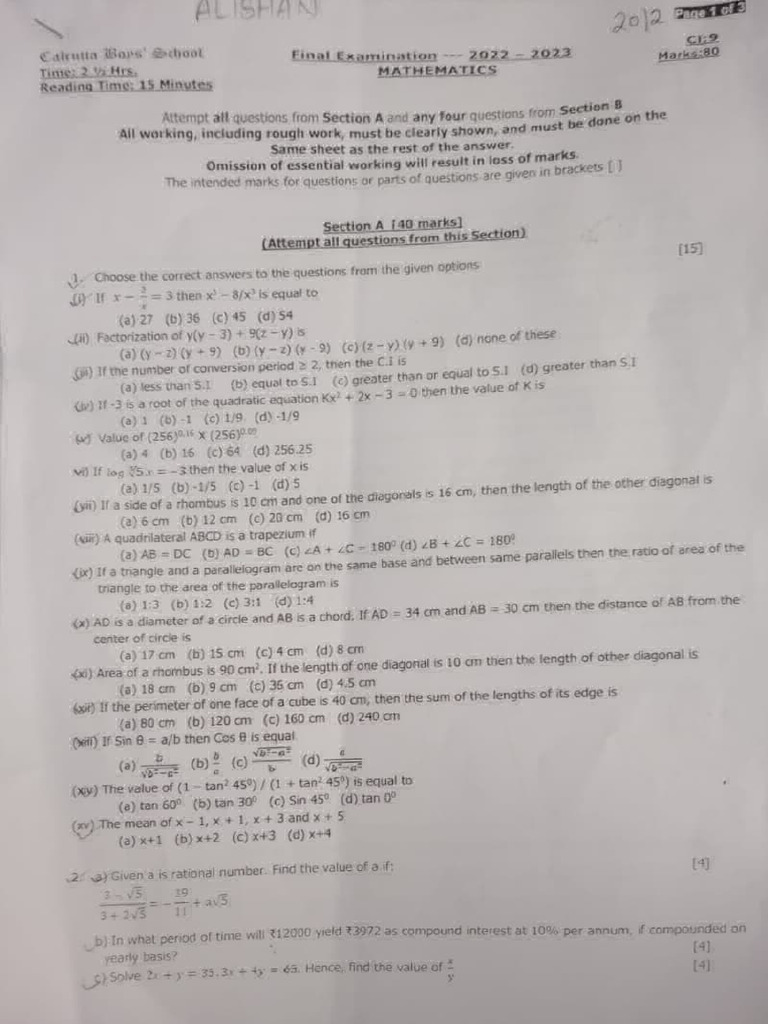 Class 9 CBS | PDF | Area | Elementary Geometry