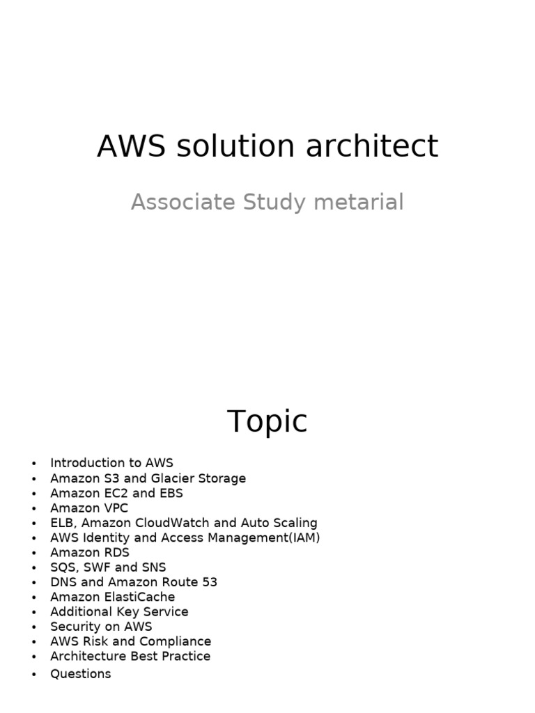 AWS Solution Architect Study Guide | PDF | Cloud Computing | Amazon Web ...