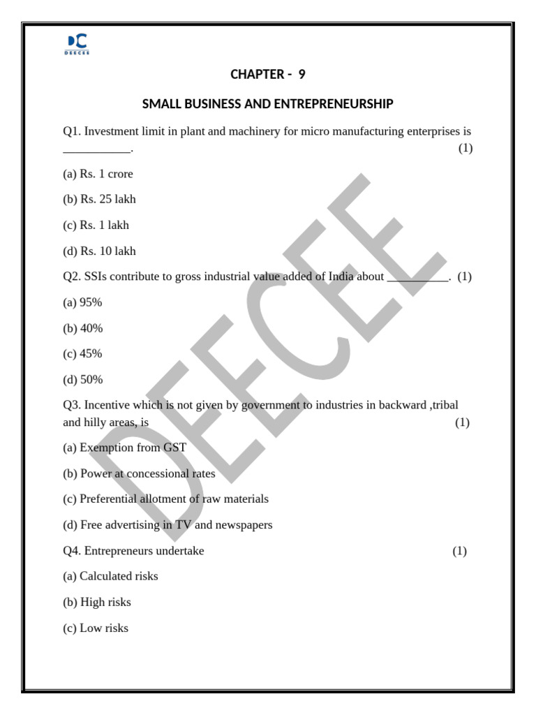 CH 9 Small Business and Entrepreneurship | PDF | Economies | Employment