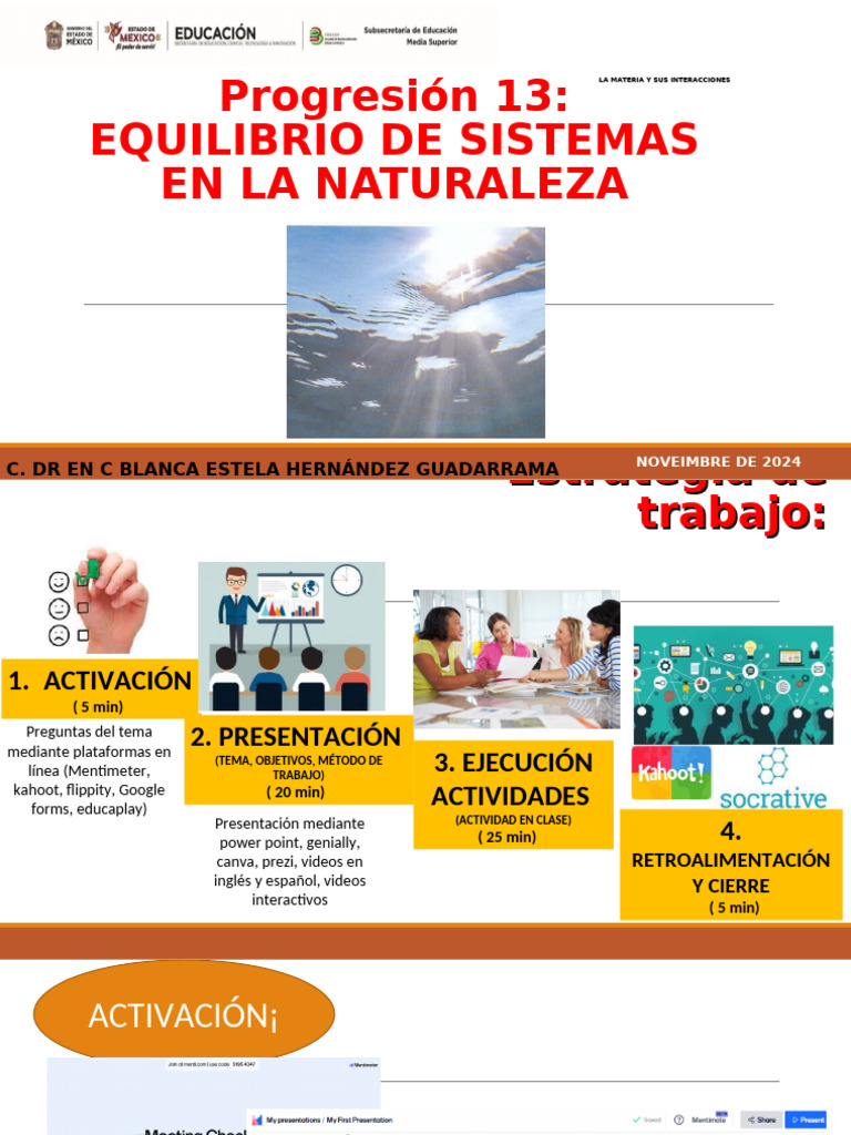 PROGRESIÓN 13 Equilibrio de Sistemas 2024 | PDF | Agua | El ciclo del agua