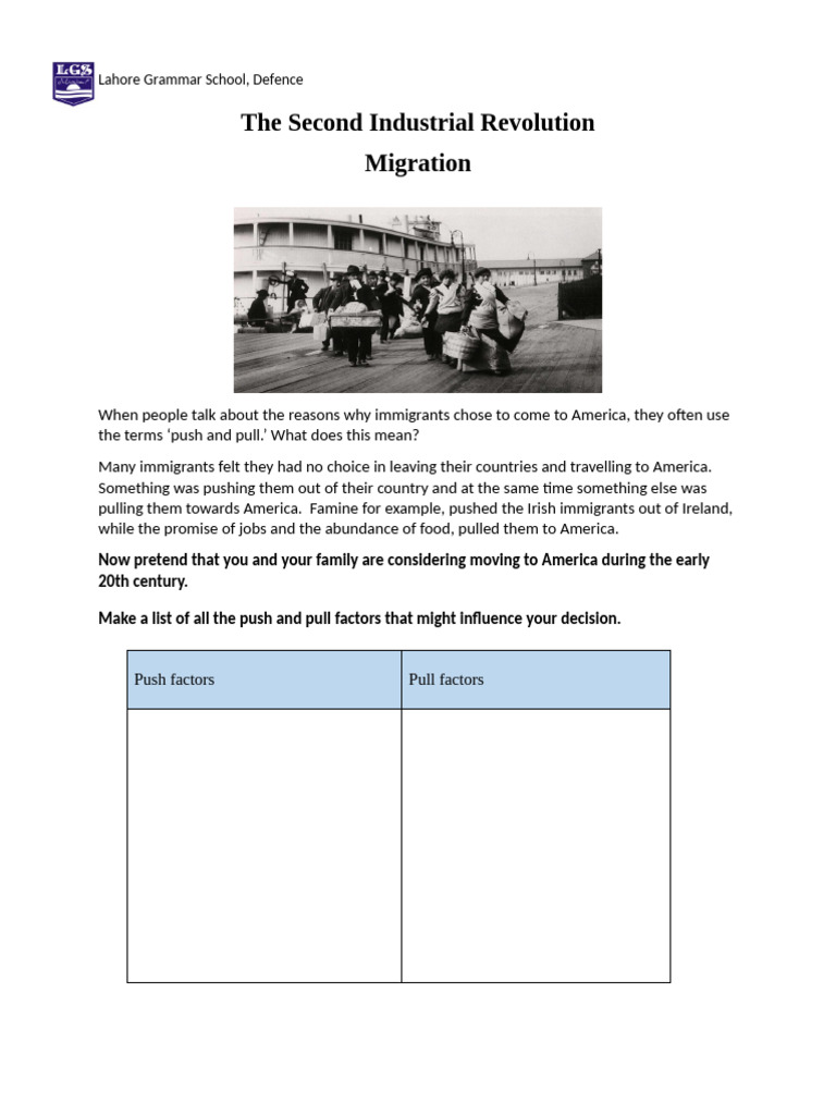 Push and Pull Factors of Immigration | PDF
