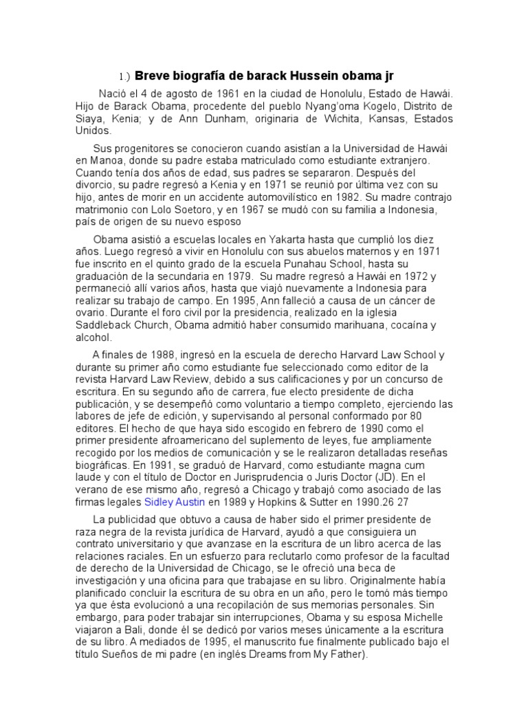 Breve Biografía de Barack Obama Jr | PDF | Barack Obama | Gobierno