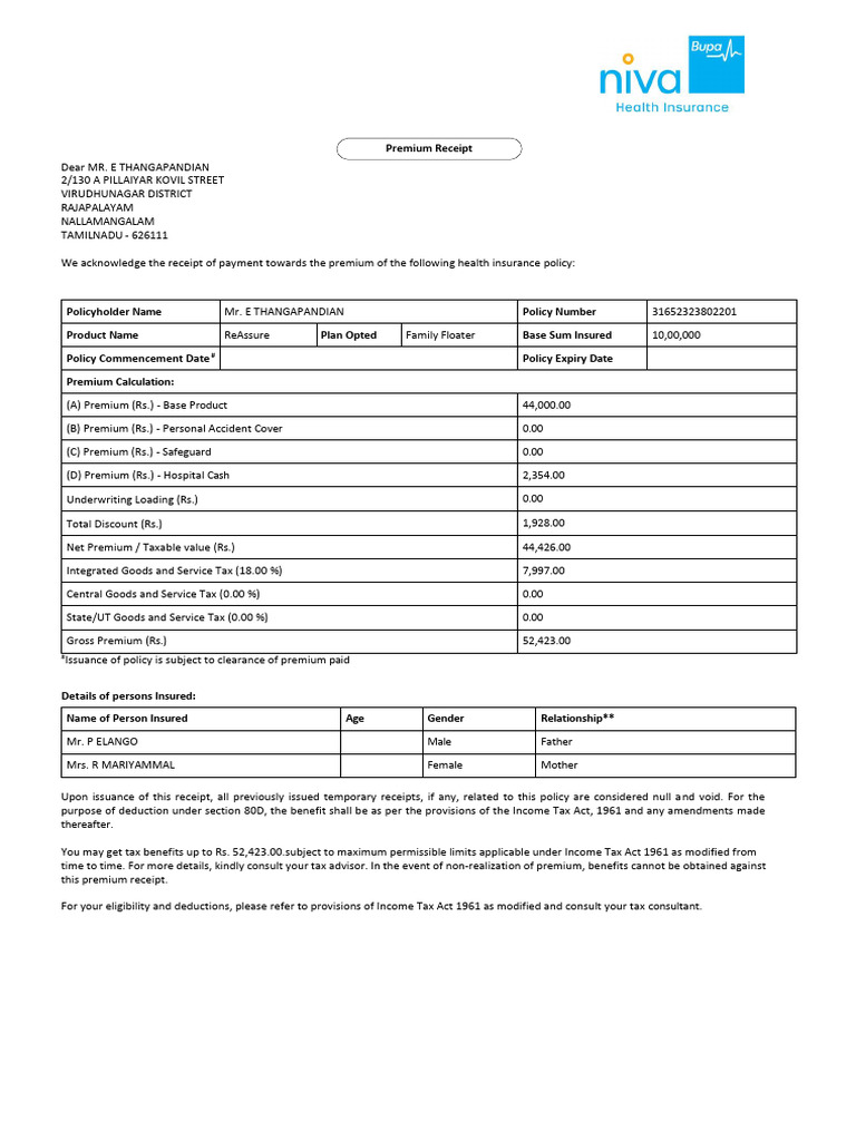 Parents Health Insurance | PDF | Insurance | Taxes