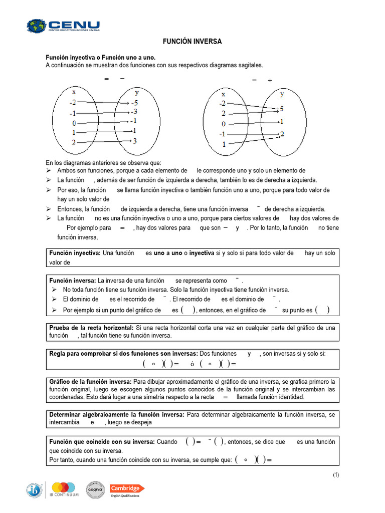 Funciones Inversas y Su Comprobación | PDF | Función (Matemáticas ...