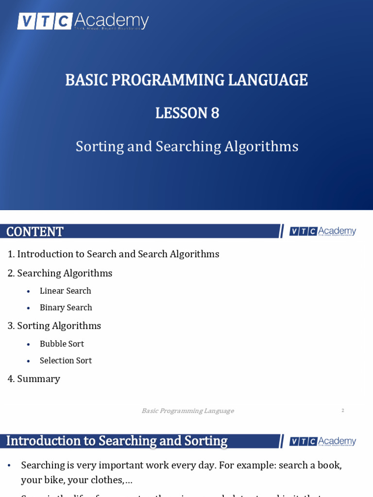 Sorting and Searching Algorithms Guide | PDF | Software Engineering | Algorithms And Data Structures