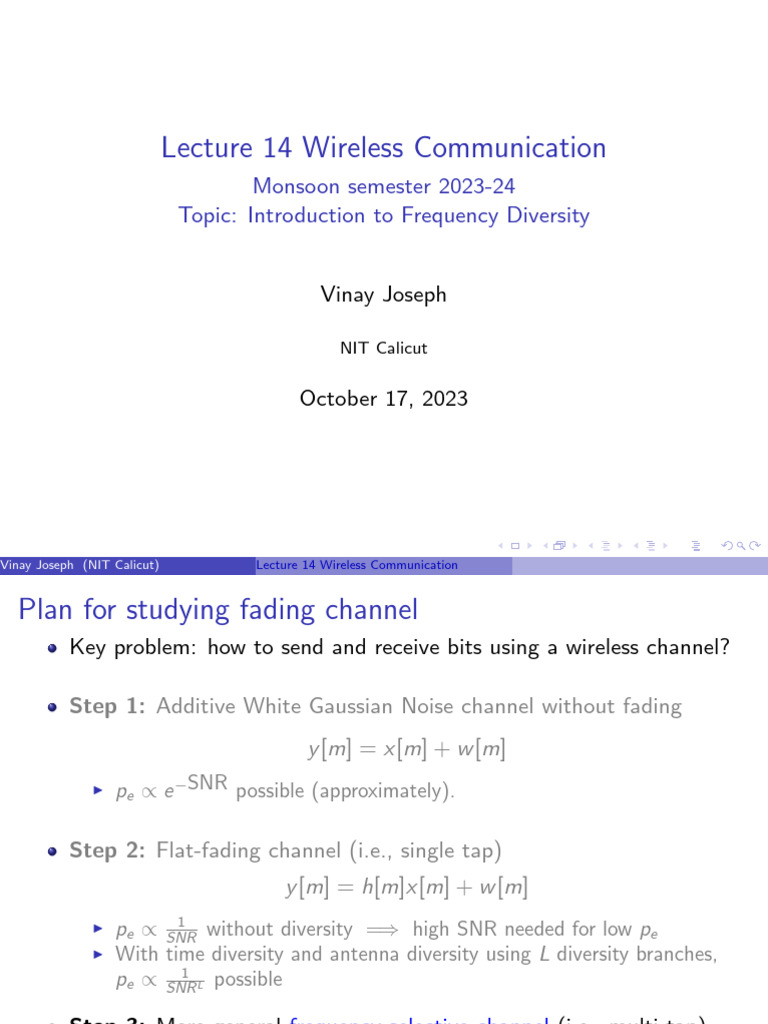 WC - Lecture14 Introduction To Frequency Diversity | PDF | Orthogonal Frequency Division ...
