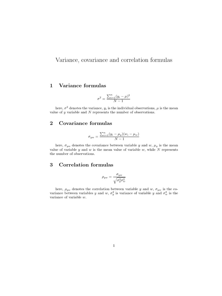 Variance Covariance and Correlation | PDF