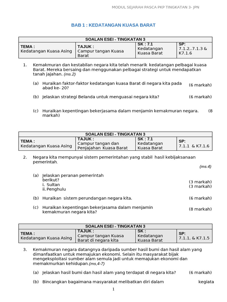 165 Esei Tingkatan 3-7-10 | PDF