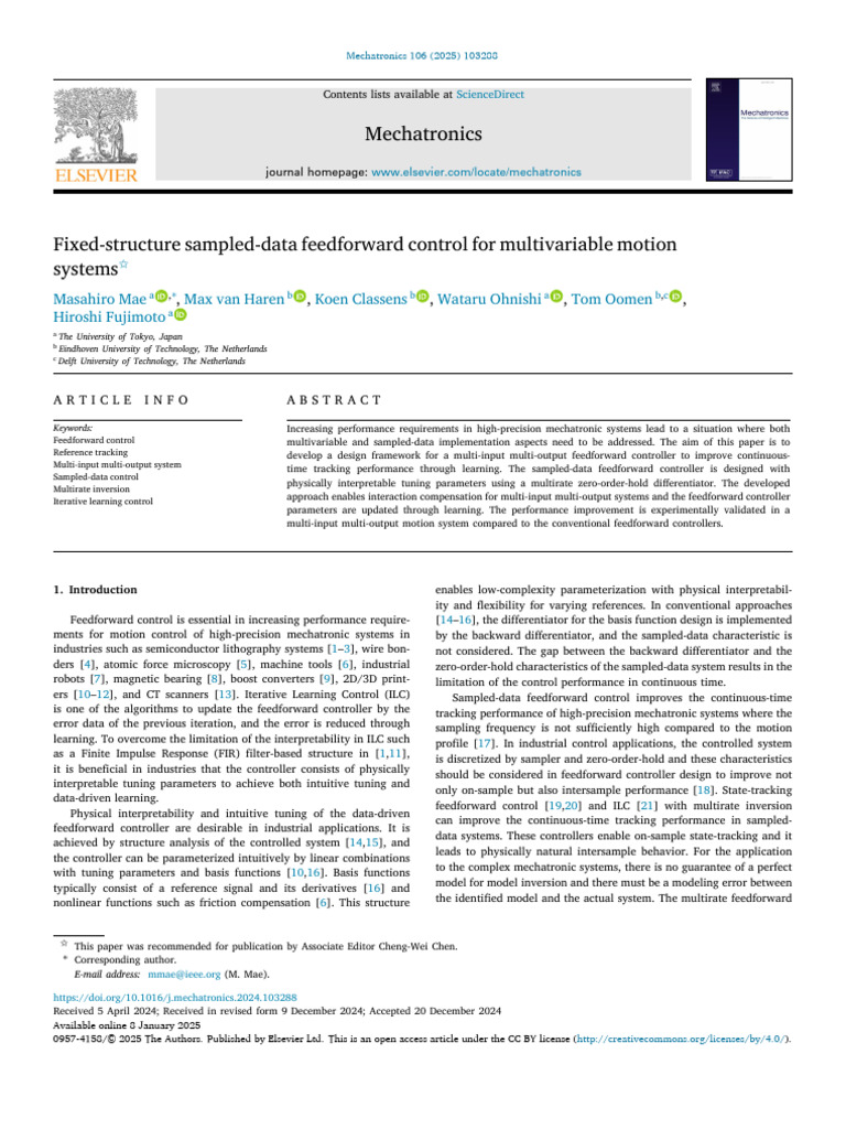Fixed-Structure Sampled-Data Feedforward Control For Multivariable ...