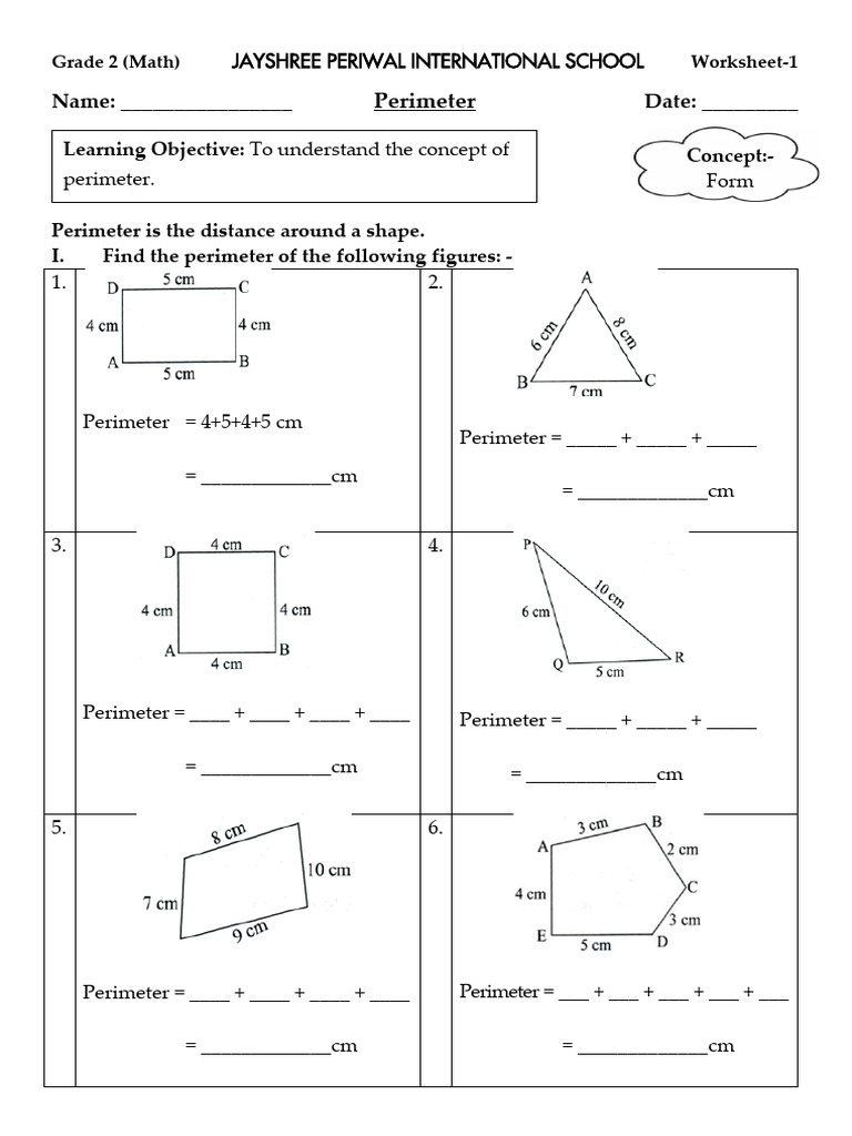 Worksheet 1 Perimeter | PDF