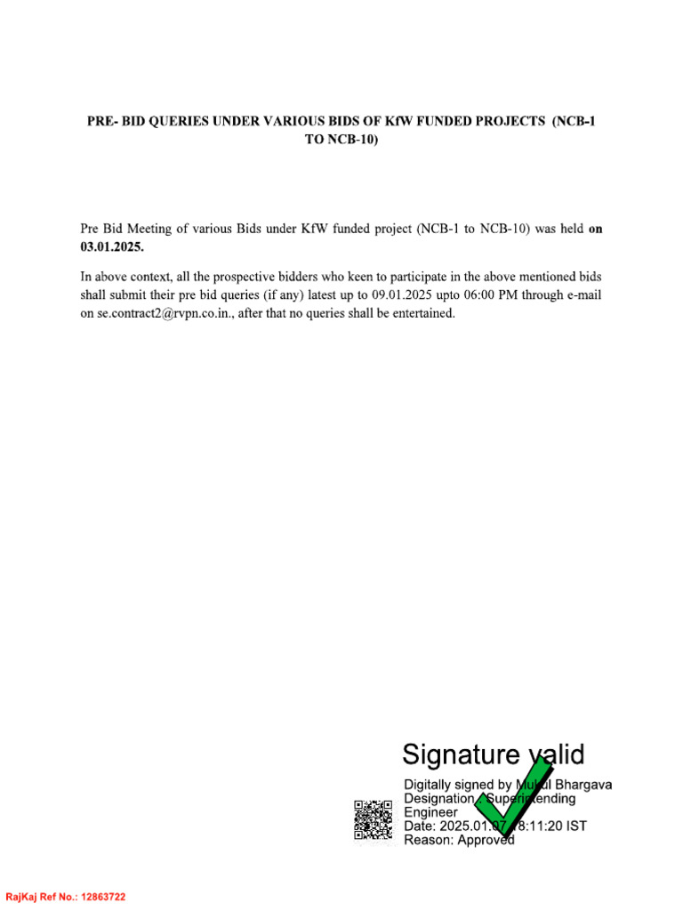 Pre Bid Queries KF W | PDF