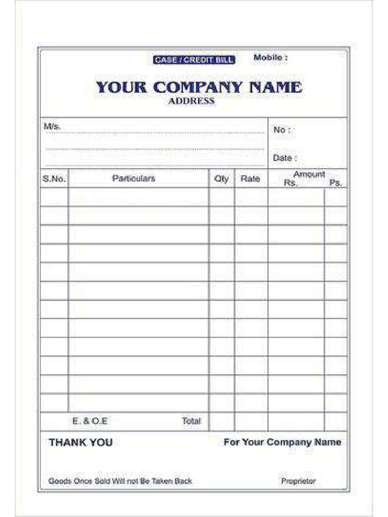 Bill Book Format | PDF