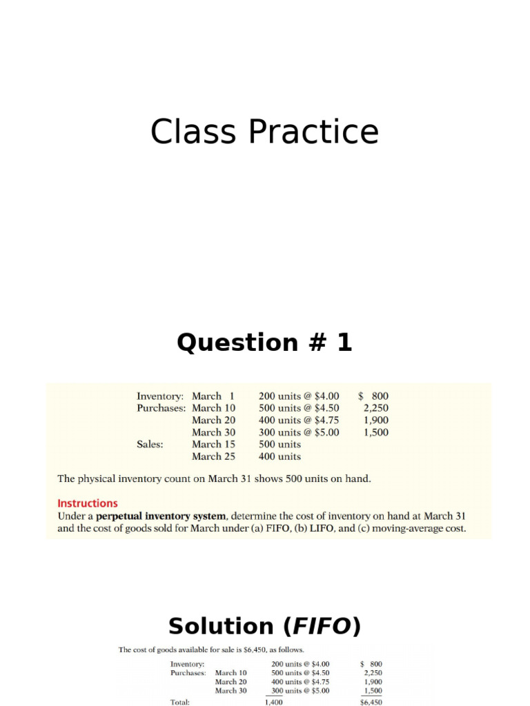 Class Practice Inventory of Accounting | PDF | Cost Of Goods Sold ...