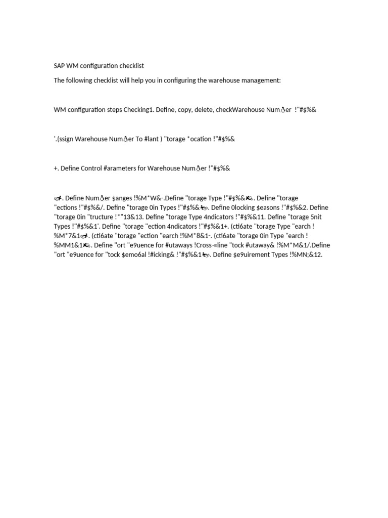 SAP WM configuration checklist | PDF