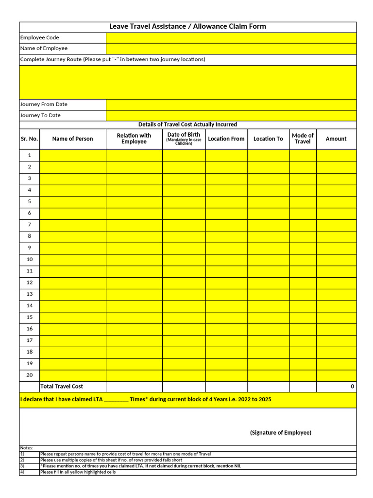 LTA Claim Form | PDF
