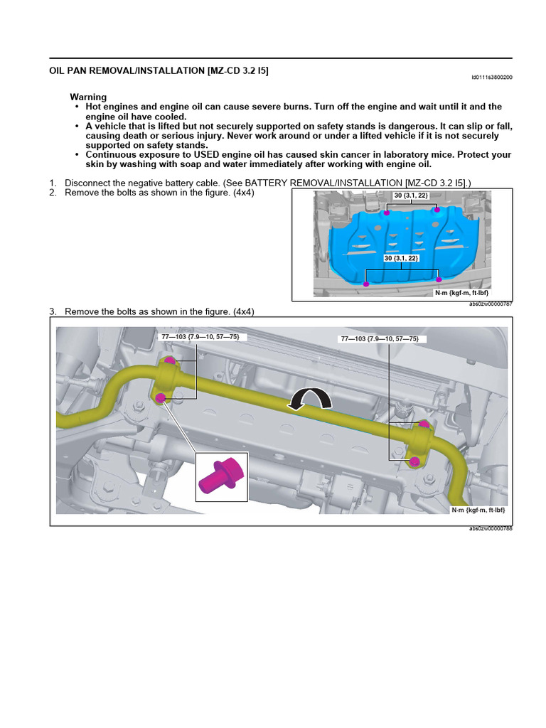 ATTACHMENT #1 - OIL PAN REMOVAL & INSTALLATION [MZ-CD 3.2 I5] | PDF | Silicone
