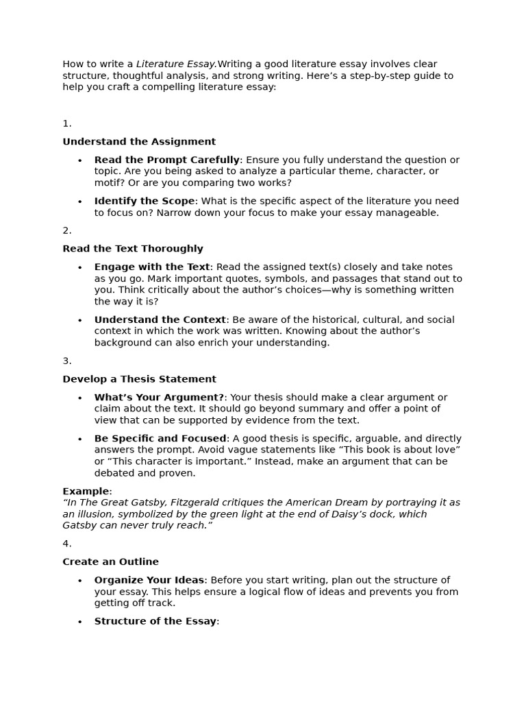 How to write a literature essay (1) | PDF | The Great Gatsby | Essays