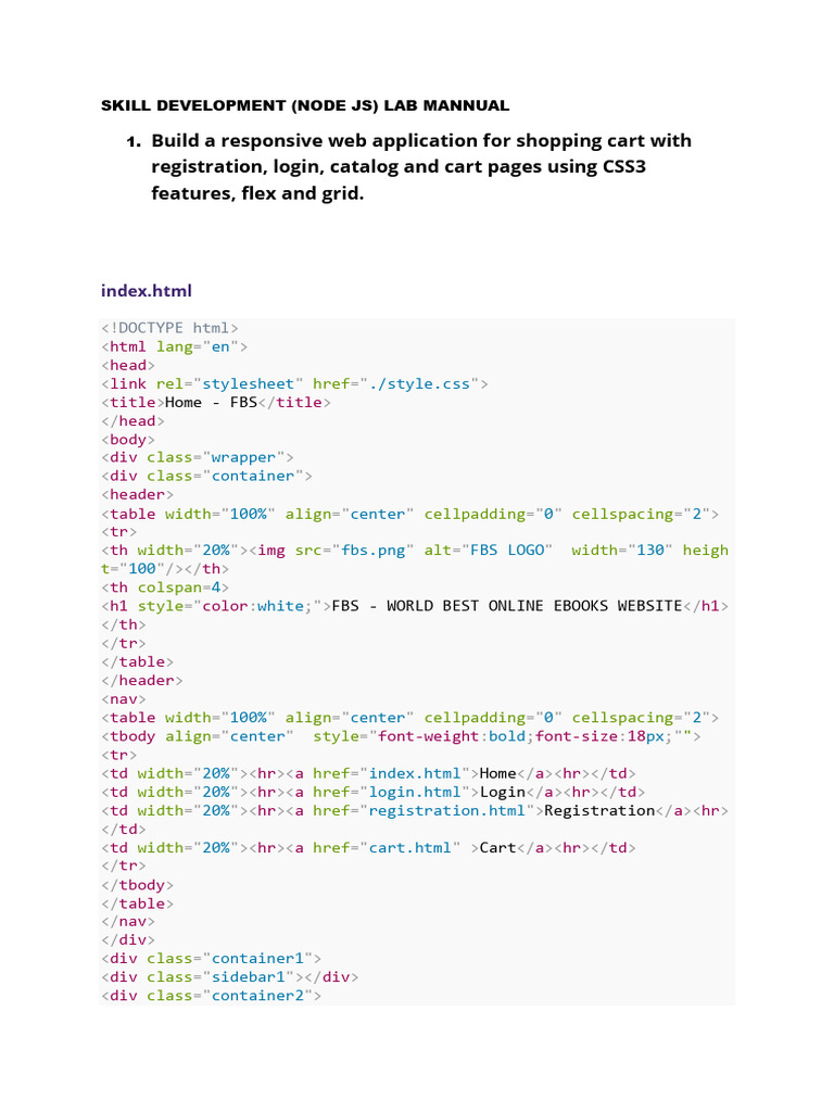 SKILL DEVELOPMENTLAB MANNUAL.DOC (1) | PDF | Xml | Computing