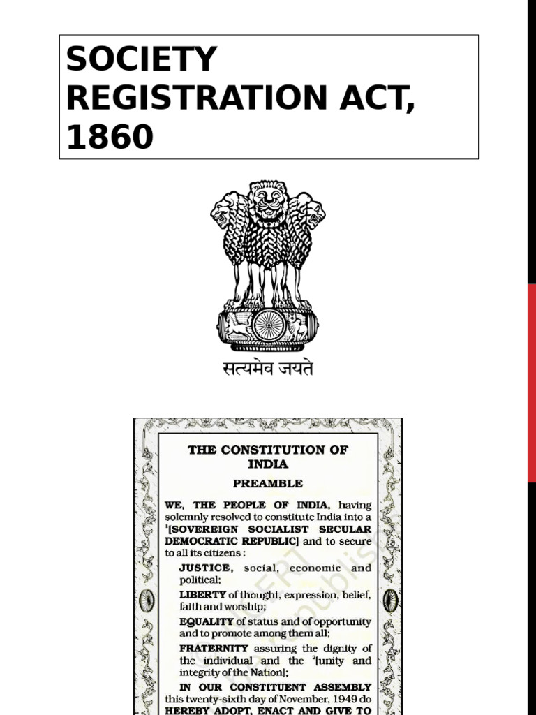 Society Registration Act, 1860 | PDF | Cooperative | Charitable ...