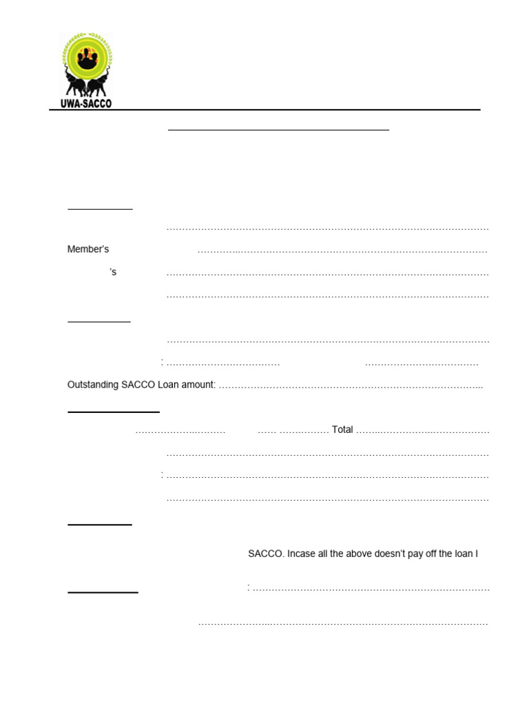 UWA SACCO Loan Application Form | PDF | Business | Personal Finance
