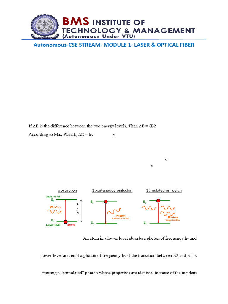 Module 1-Laser and Optical fiber-Autonomous-CSE Stream | PDF | Optical ...