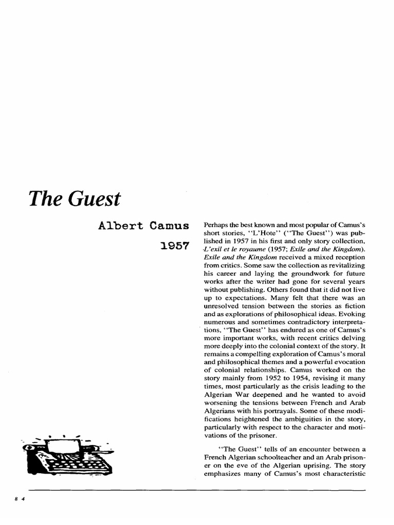 Criticsm of The Guest | PDF | Albert Camus | Existentialism