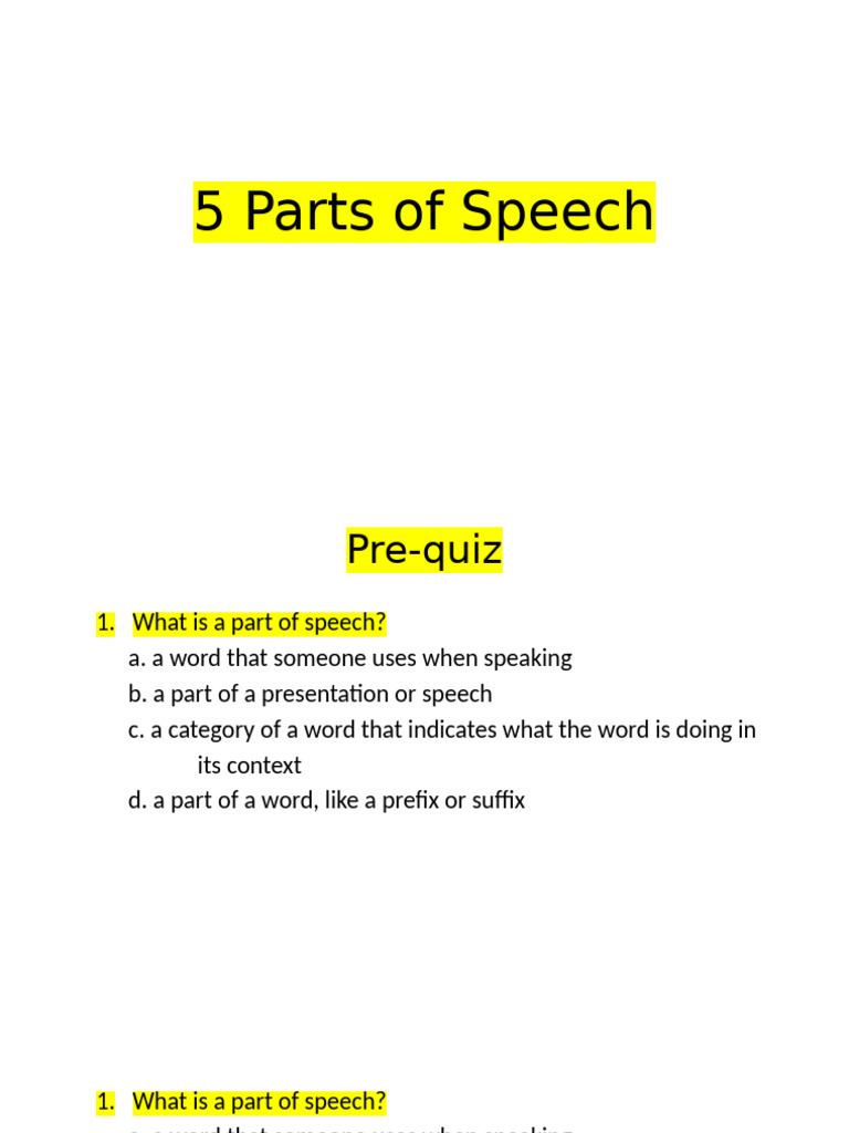 Understanding the 5 Parts of Speech | PDF | Part Of Speech | Noun