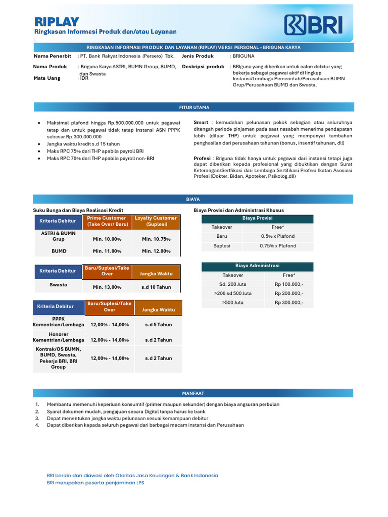 Riplay Personal Briguna Karya, Briguna Karya Profesi, Briguna Karya Smart | PDF