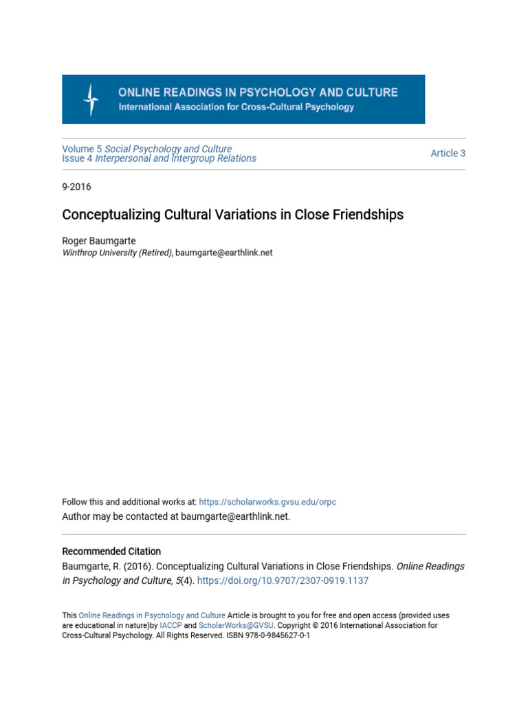 Cultures and Friendships 2 | PDF | Friendship | Psychology