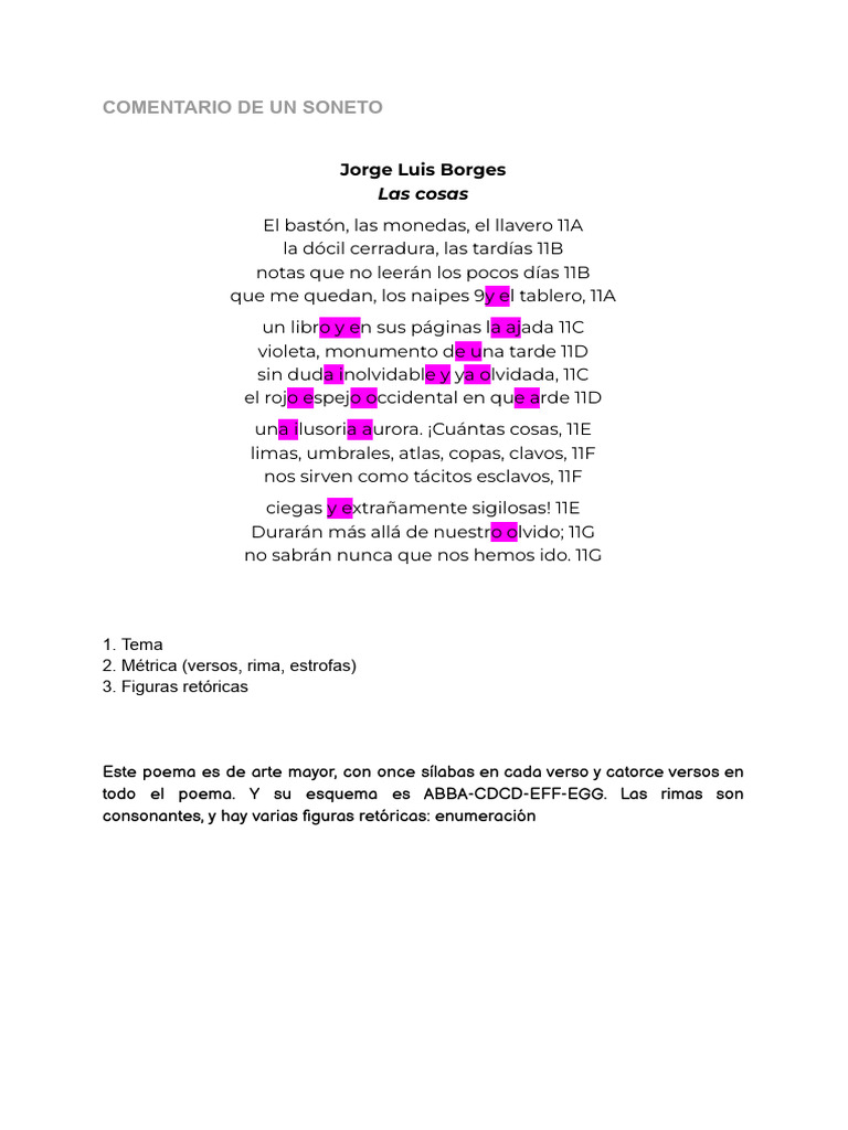 Comentario de Un Soneto | PDF