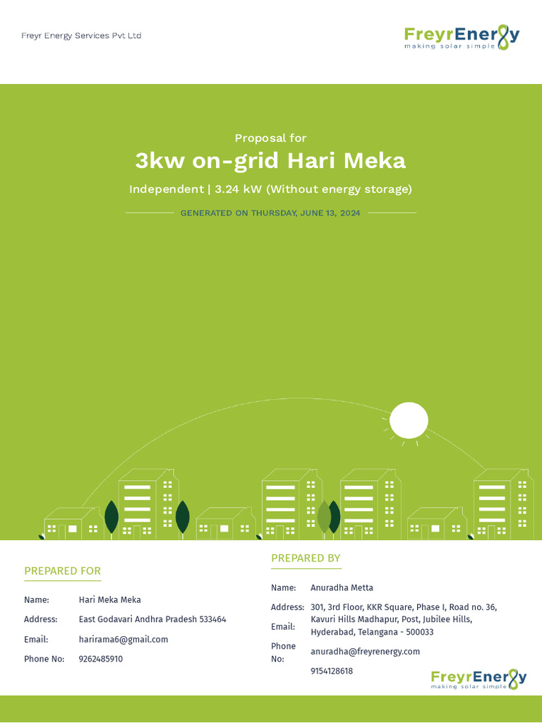 Proposal3kw On Grid Hari Meka | PDF | Power Inverter | Renewable Energy