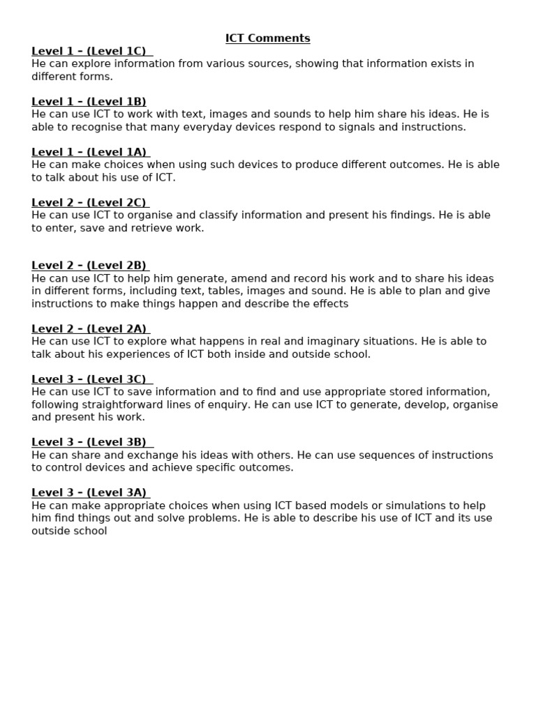 ICT Skills Development Levels Guide | PDF