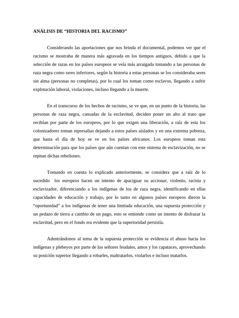 Análisis-Historia Del Racismo | PDF